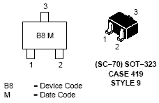 BAT54SW: 200 mA, 30 V, Schottky Diode, Dual Series