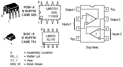 LM833: Operational Amplifier, Low Noise, Audio, Dual