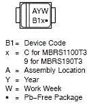 MBRS1100: 1.0 A, 100 V, Schottky Power Rectifier, Surface Mount